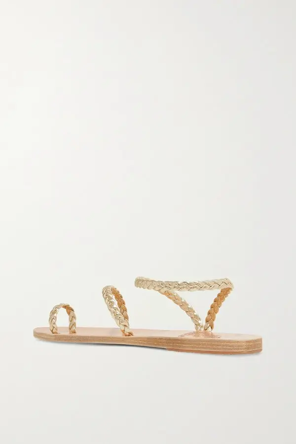 ANCIENT GREEK SANDALS Eleftheria Braided Leather Sandals - Gold