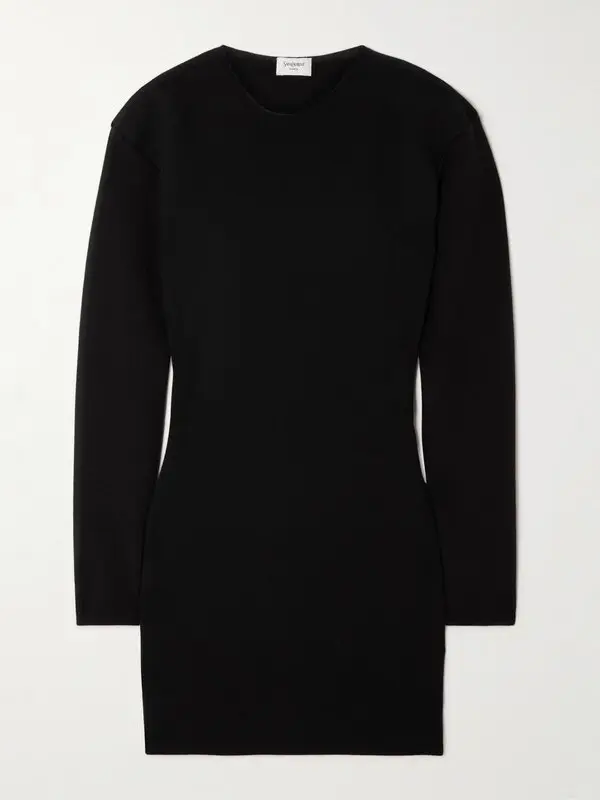 Saint Laurent Wool-blend Mini Dress - Black