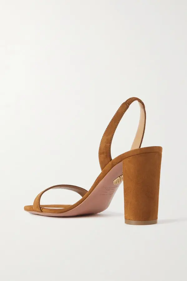 AQUAZZURA So Nude Suede Slingback Sandals - Brown