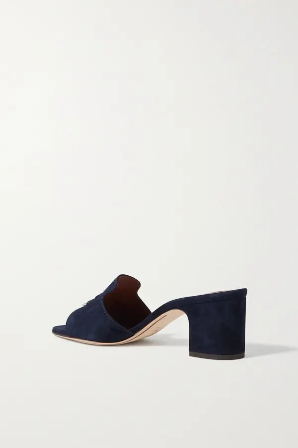 Loro Piana Summer Charms Suede Mules - Blue