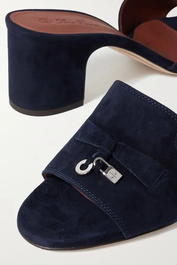 Loro Piana Summer Charms Suede Mules - Blue