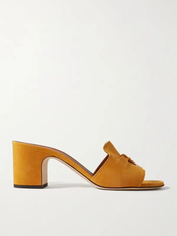 Loro Piana Embellished Suede Mules - Orange