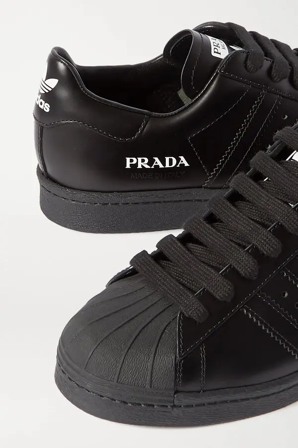Adidas Prada Superstar Leather Sneakers - Black | Editorialist