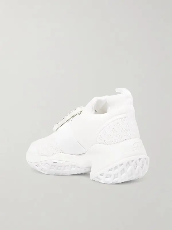 ROGER VIVIER Viv Run Crystal-embellished Slip-on Sneakers - White