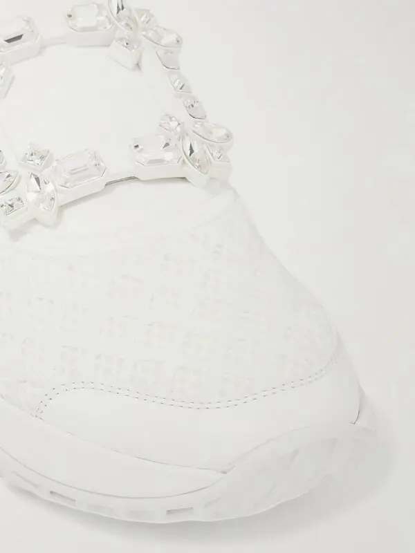 ROGER VIVIER Viv Run Crystal-embellished Slip-on Sneakers - White