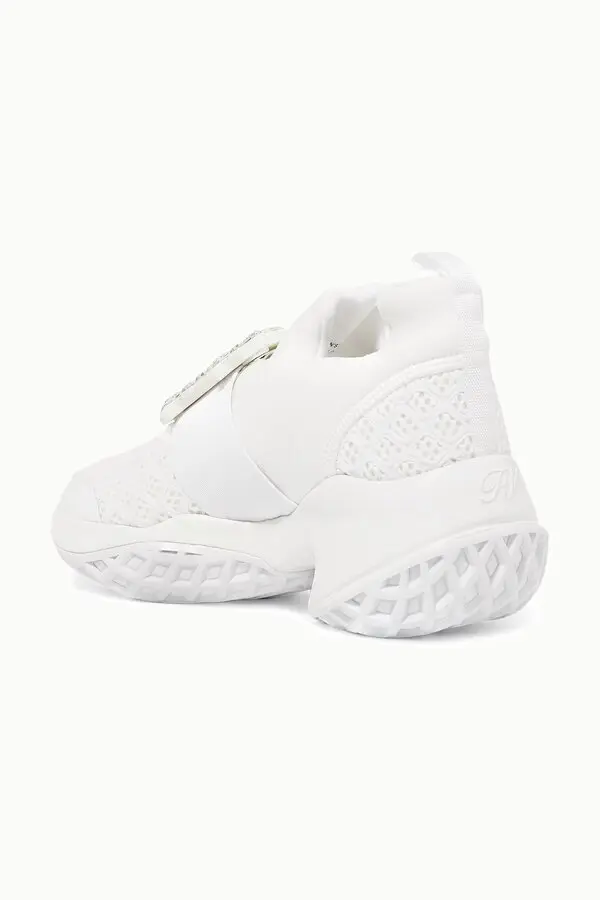 ROGER VIVIER Viv Run Crystal-embellished Slip-on Sneakers - White