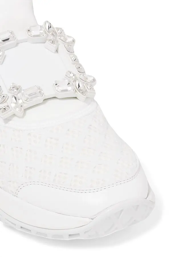ROGER VIVIER Viv Run Crystal-embellished Slip-on Sneakers - White