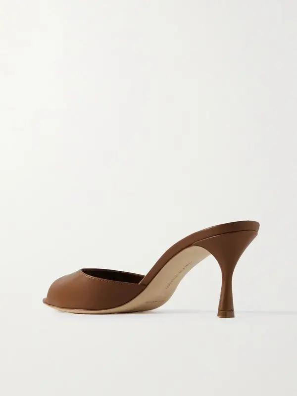 Manolo Blahnik Jada Leather Mules - Brown