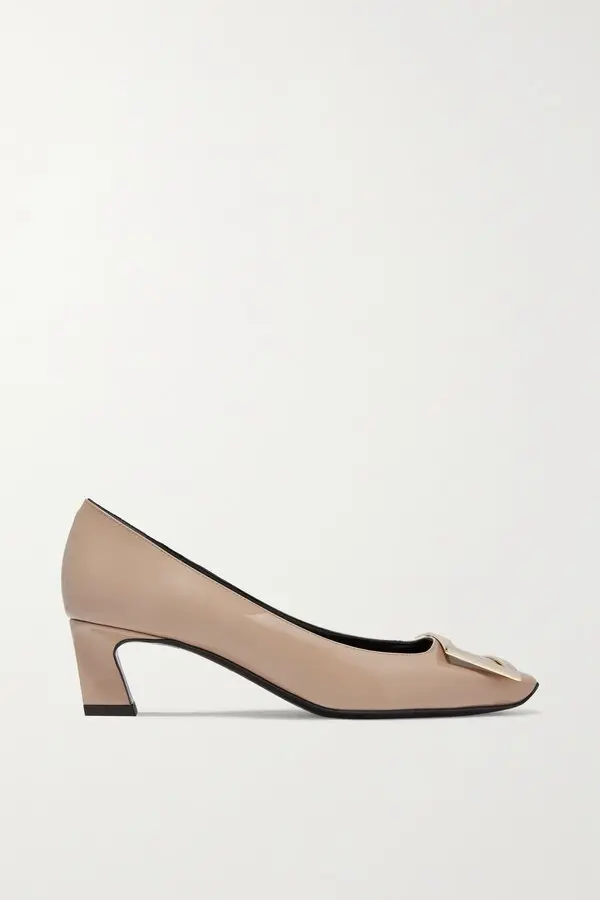 ROGER VIVIER Belle Vivier Trompette 70 Buckled Patent-leather Pumps - Neutrals