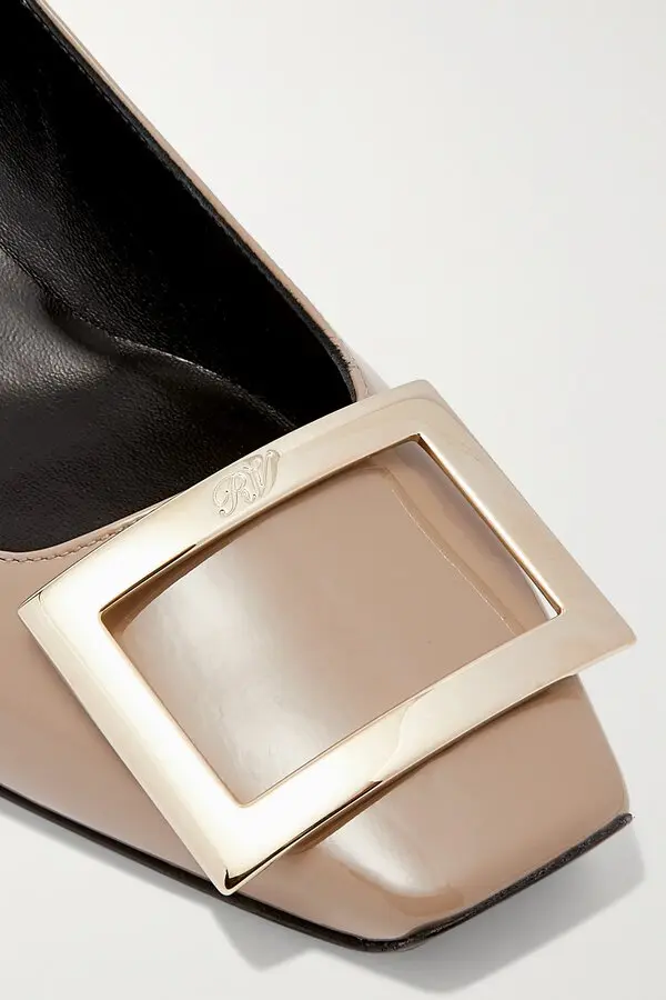 ROGER VIVIER Belle Vivier Trompette 70 Buckled Patent-leather Pumps - Neutrals