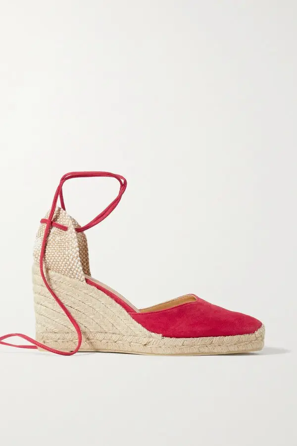 CastaÑer Net Sustain Carina 80 Suede Wedge Espadrilles