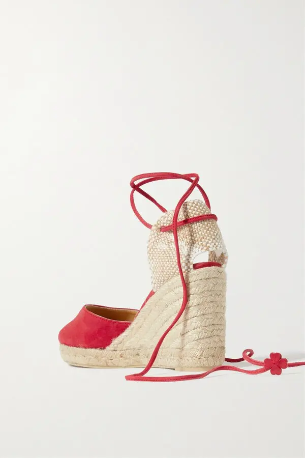 CastaÑer Net Sustain Carina 80 Suede Wedge Espadrilles