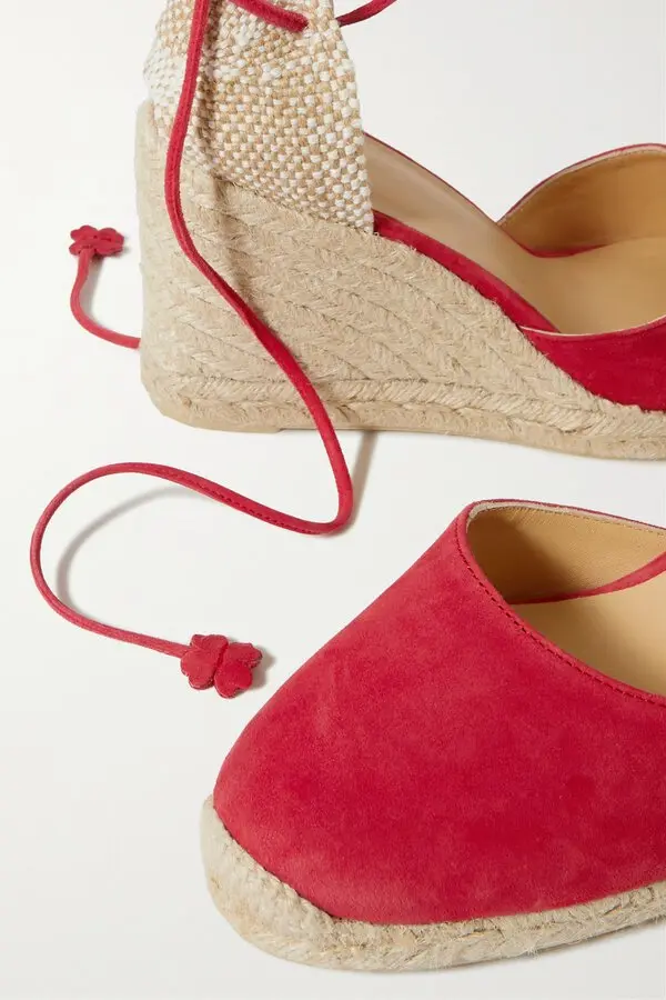 CastaÑer Net Sustain Carina 80 Suede Wedge Espadrilles