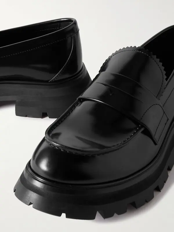 Alexander McQueen Glossed-leather Exaggerated-sole Loafers