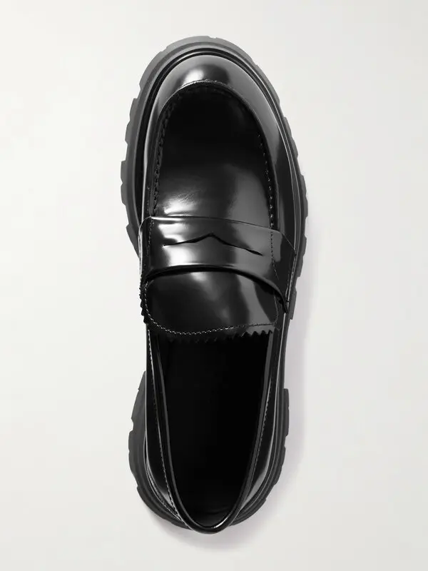 Alexander McQueen Glossed-leather Exaggerated-sole Loafers