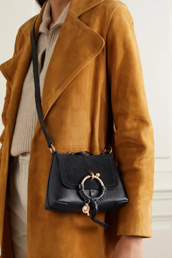 See By Chloé Joan Mini Suede-paneled Textured-leather Shoulder Bag