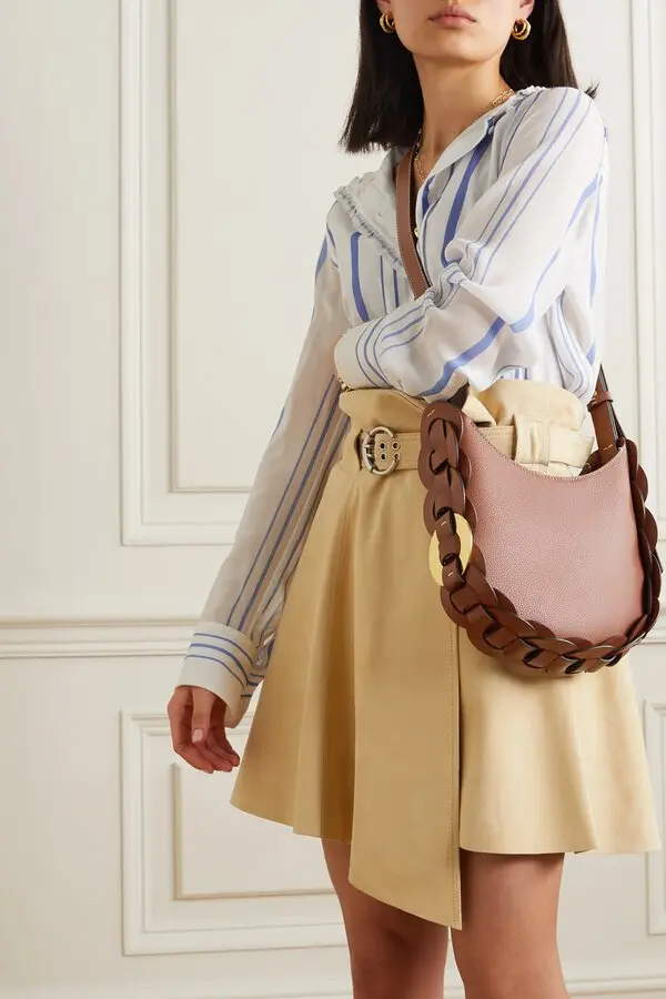 Chloé Darryl Small Braided Smooth And Textured-leather Shoulder Bag