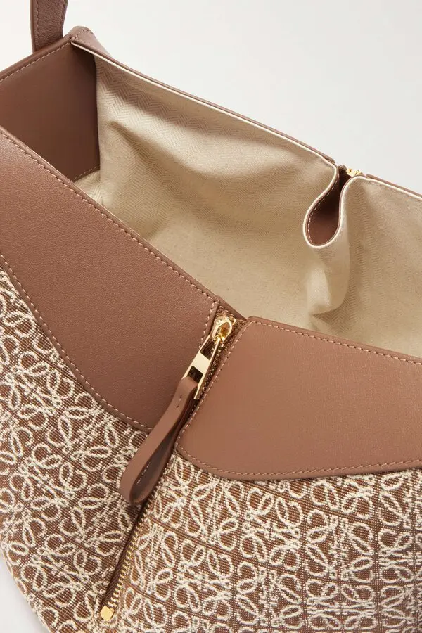 Loewe Hammock Small Paneled Leather And Canvas-jacquard Tote