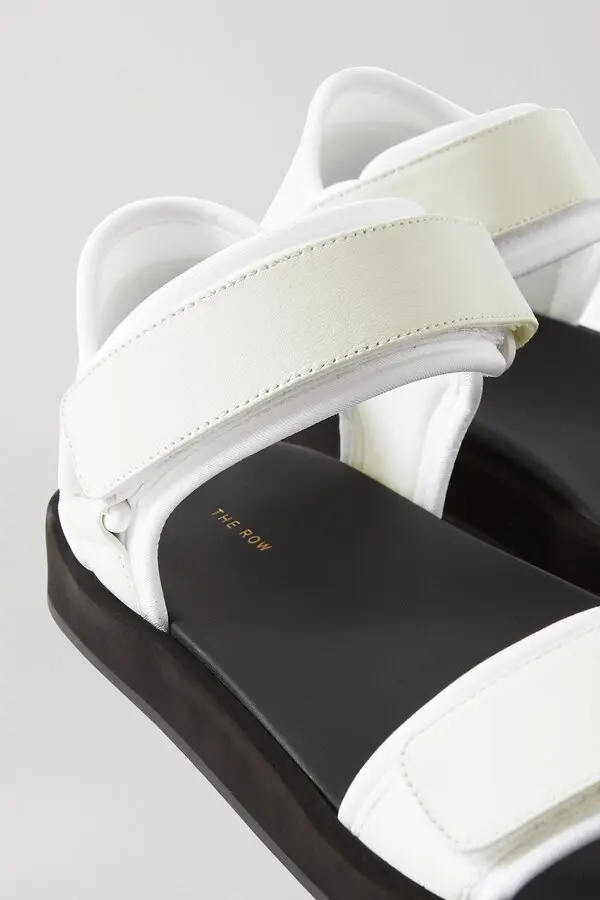 THE ROW Hook And Loop Leather And Stretch Sandals - White