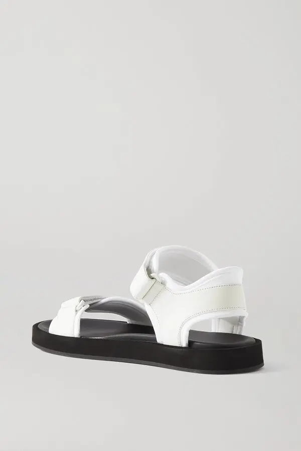 THE ROW Hook And Loop Leather And Stretch Sandals - White
