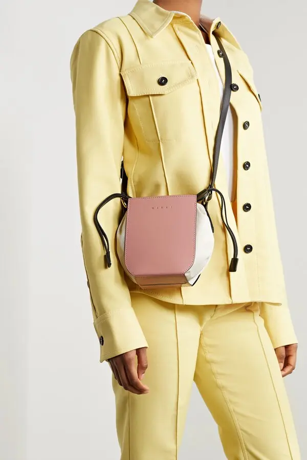 Marni Gusset Mini Patent-leather And Shell Shoulder Bag
