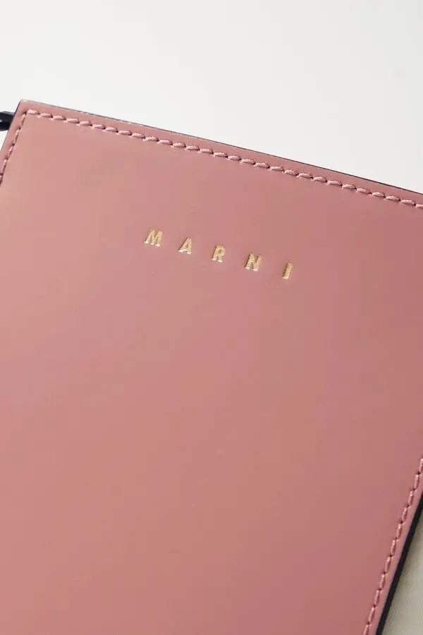 Marni Gusset Mini Patent-leather And Shell Shoulder Bag
