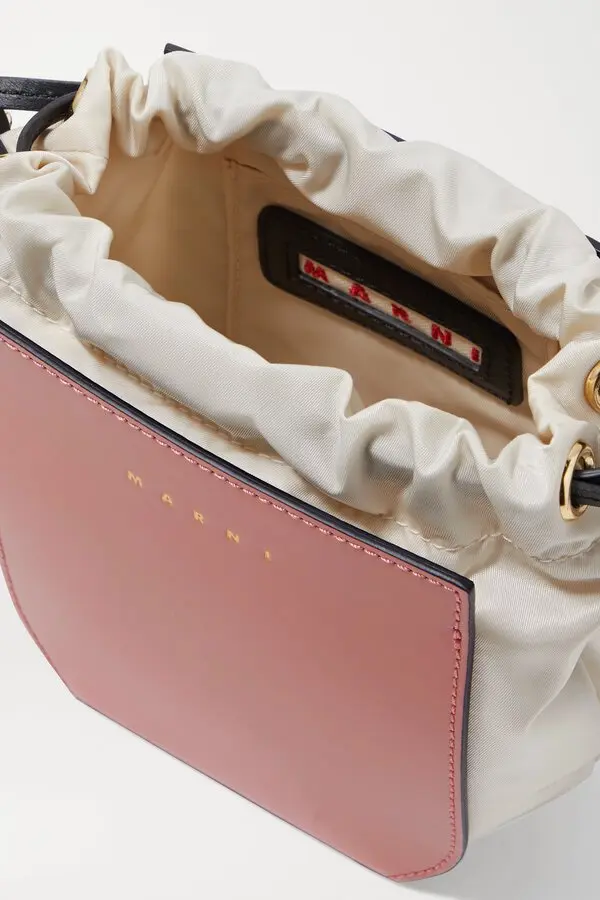 Marni Gusset Mini Patent-leather And Shell Shoulder Bag