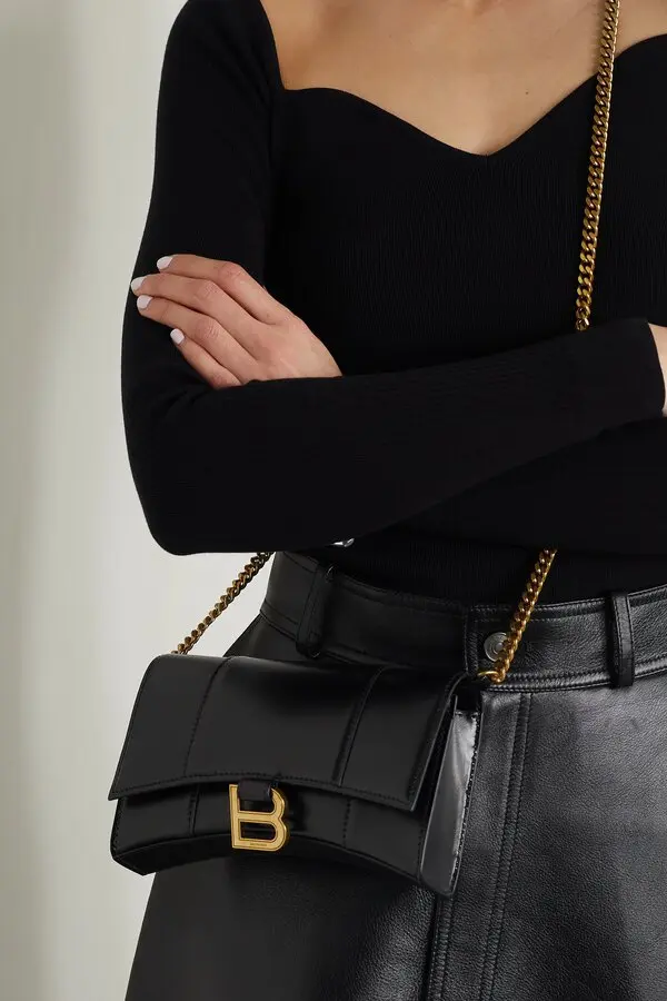 Balenciaga Hourglass Leather Shoulder Bag