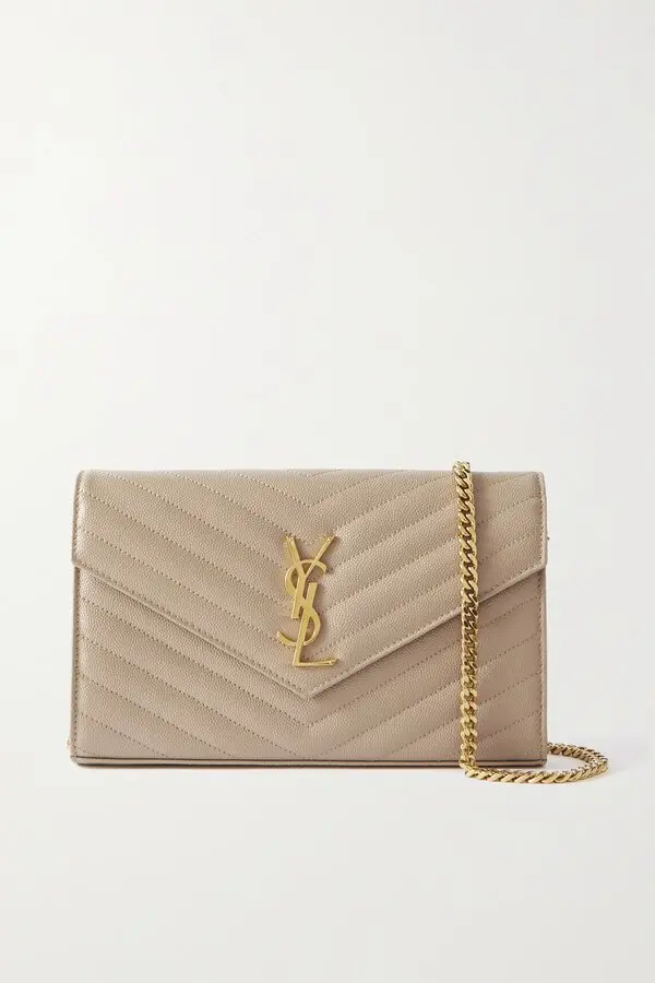 Saint Laurent Cassandre Chain Wallet - Neutrals