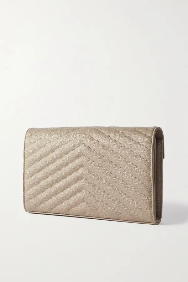 Saint Laurent Cassandre Chain Wallet - Neutrals