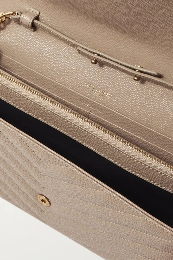 Saint Laurent Cassandre Chain Wallet - Neutrals