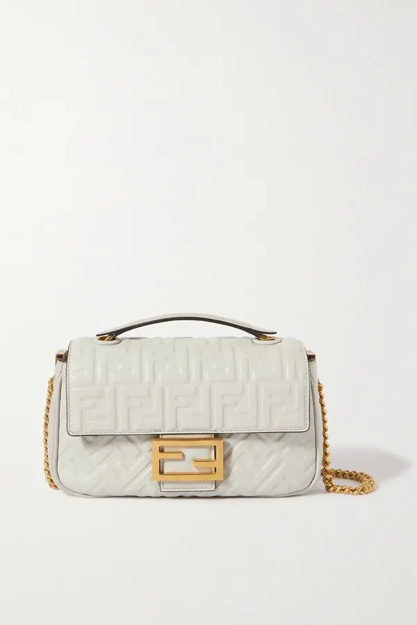 Fendi Baguette Embossed Leather Shoulder Bag