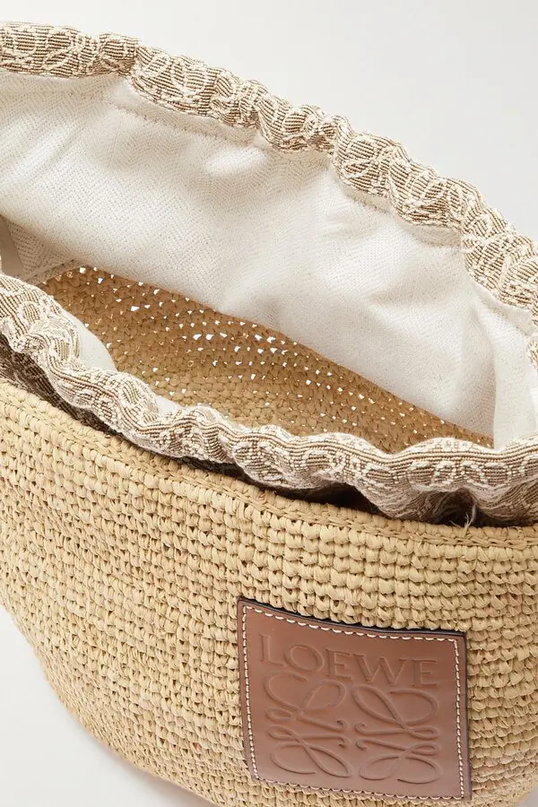 Loewe Paula's Ibiza Pochette Leather-trimmed Woven Raffia Shoulder Bag