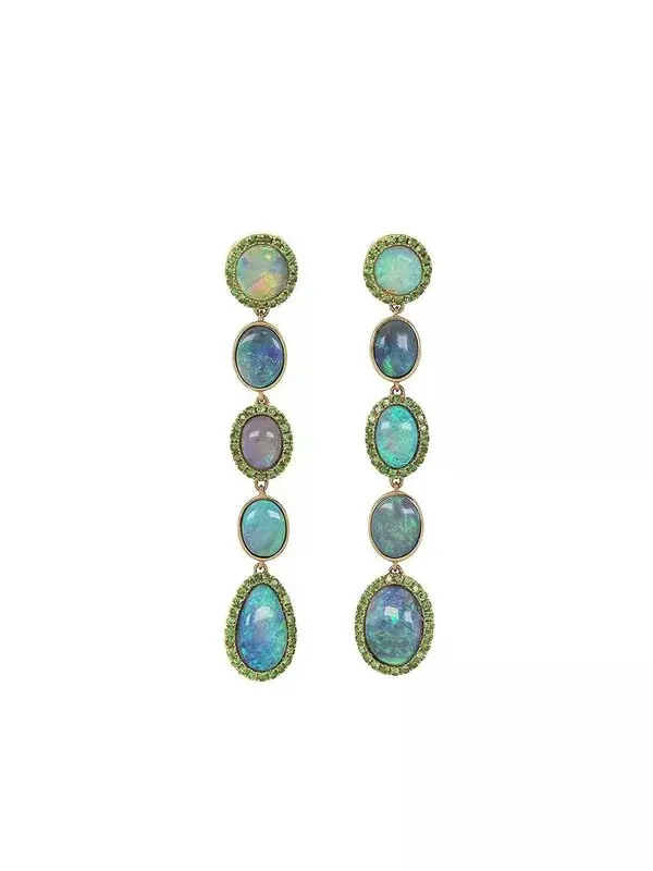 KATHERINE JETTER 18kt Gold Opal And Tsavorite Drop Earrings - Yellow