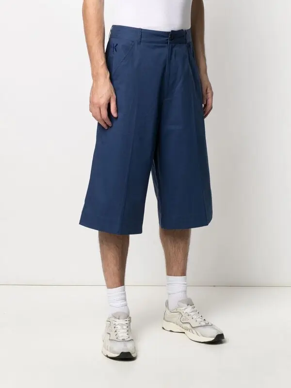 Kenzo Long Cotton Shorts - Blue
