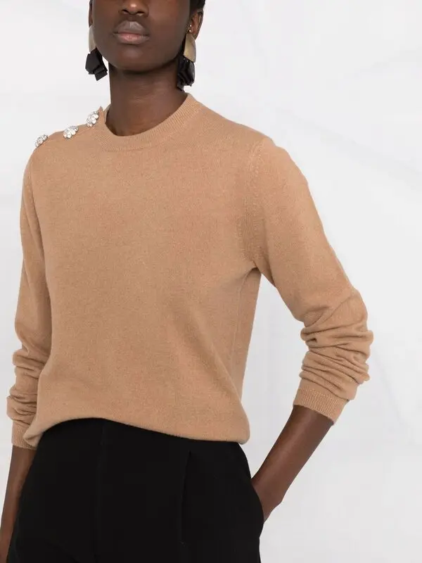 GANNI Rhinestone-embellished Knitted Jumper