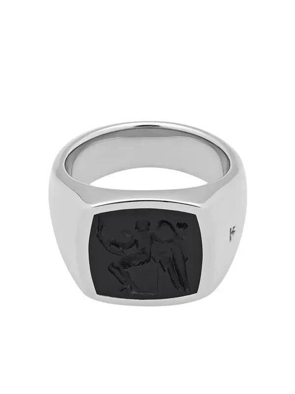 Tom Wood Cushion Eros Onyx Ring - Metallic