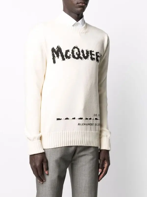 Alexander McQueen Intarsia-knit Jumper - Neutrals