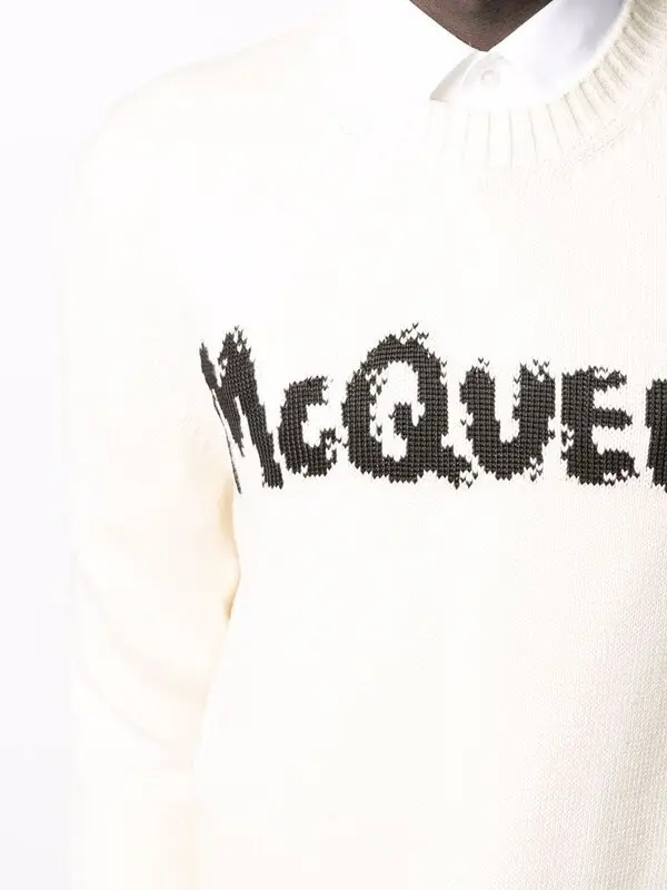 Alexander McQueen Intarsia-knit Jumper - Neutrals