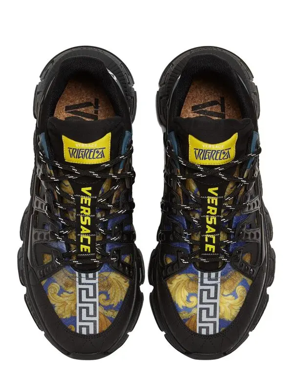 Versace Medusa Renaissance Trigreca Sneakers In Black,Lapis  display picture 1