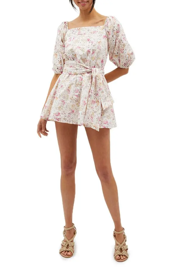 dainty number off shoulder lace mini dress white Dainty Romantic Linen Mini Dress White