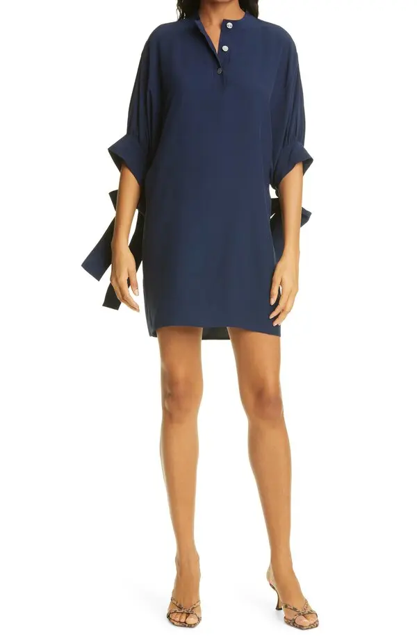 Club Monaco Tie Sleeve Shirtdress - Navy | Editorialist