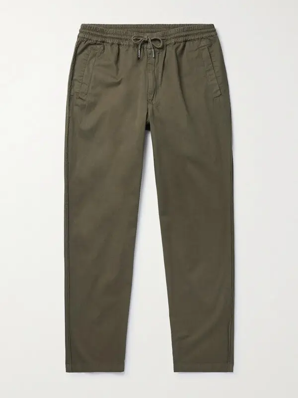 Folk Tapered Cotton-twill Trousers - Green