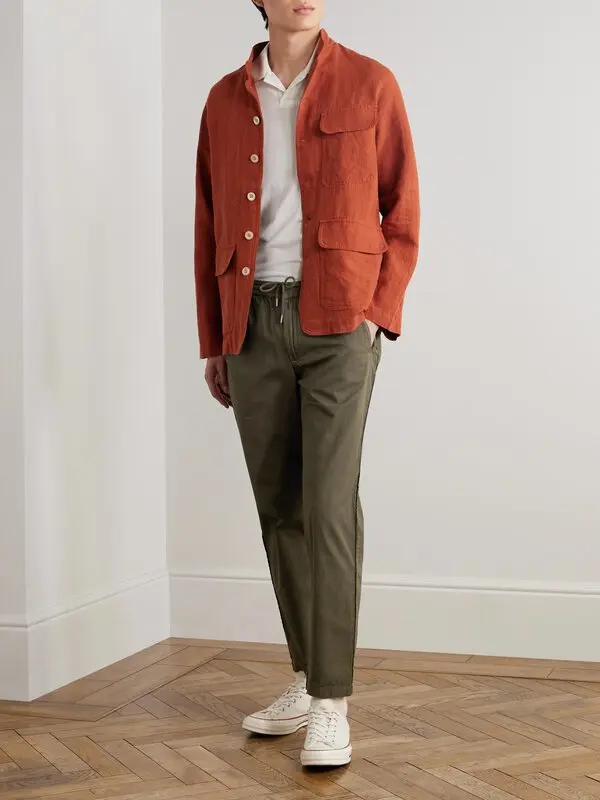 Folk Tapered Cotton-twill Trousers - Green