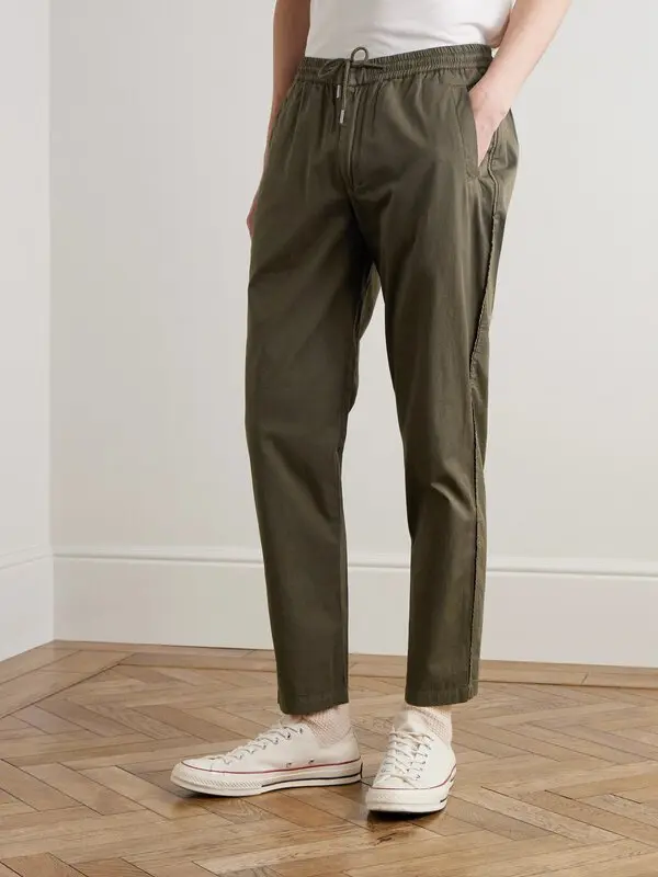 Folk Tapered Cotton-twill Trousers - Green