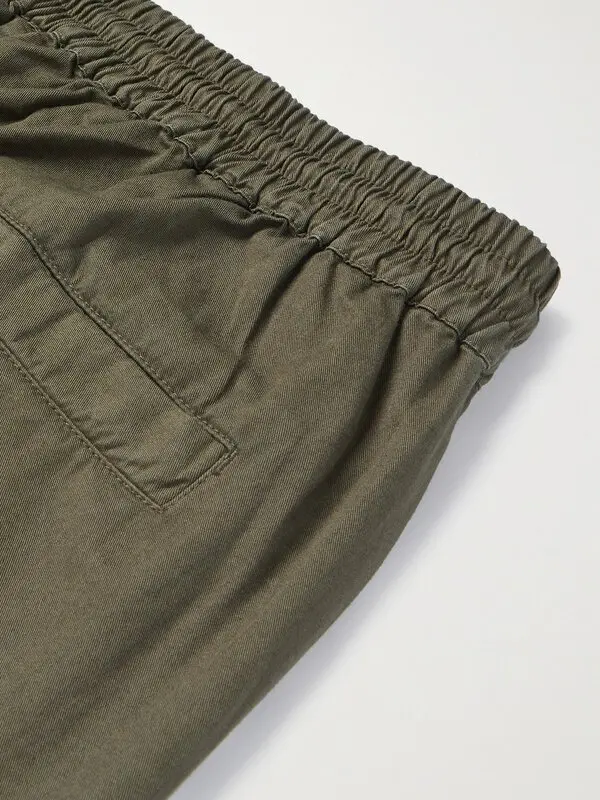 Folk Tapered Cotton-twill Trousers - Green