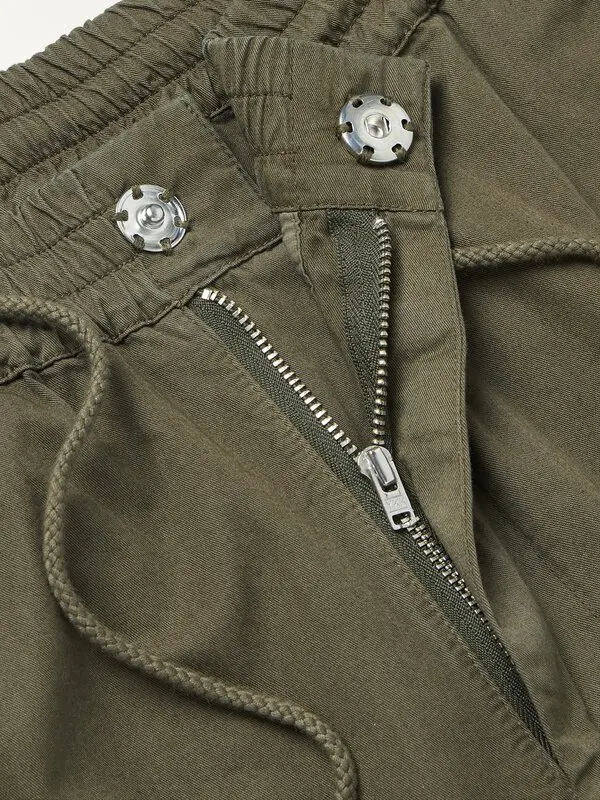 Folk Tapered Cotton-twill Trousers - Green