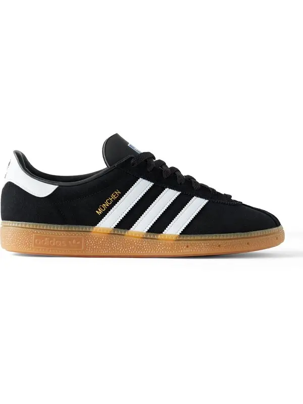 Adidas Munchen Leather-Trimmed Suede Sneakers In Black - 30% Off |  Editorialist