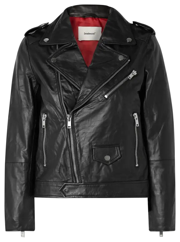 DEADWOOD Net Sustain River Leather Biker Jacket - Black