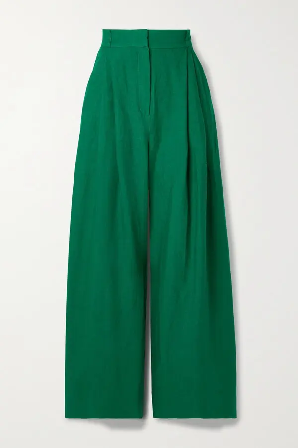 THREE GRACES LONDON Molly Pleated Linen Wide-leg Pants